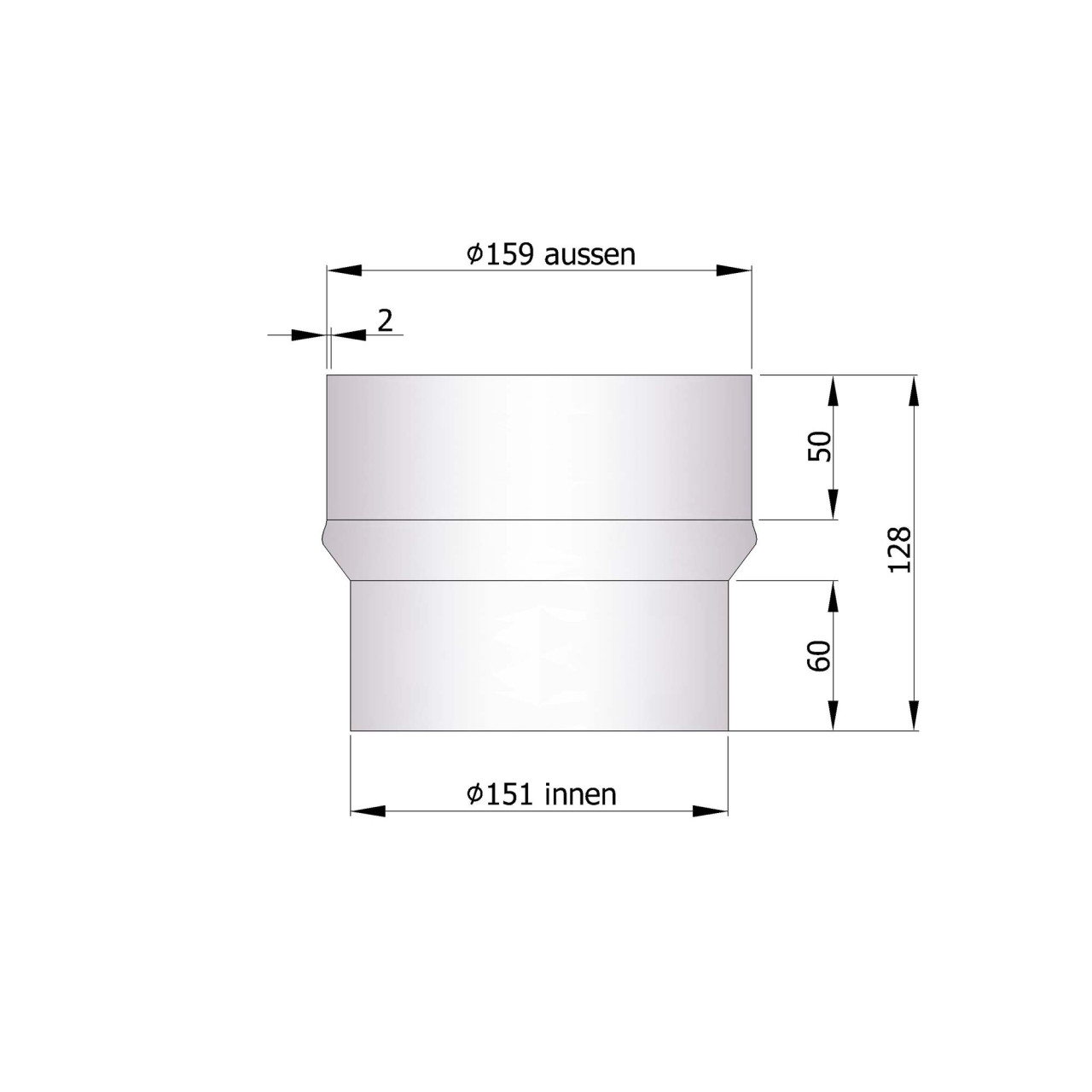 Erweiterung Rauchrohr Stahl unlackiert, eng-weit | online bestellen ...
